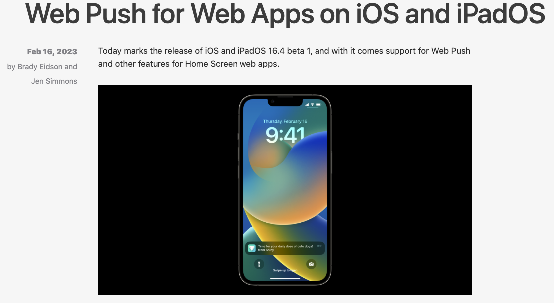 Apple Releases Beta Support for Web Push on iOS & iPadOS
